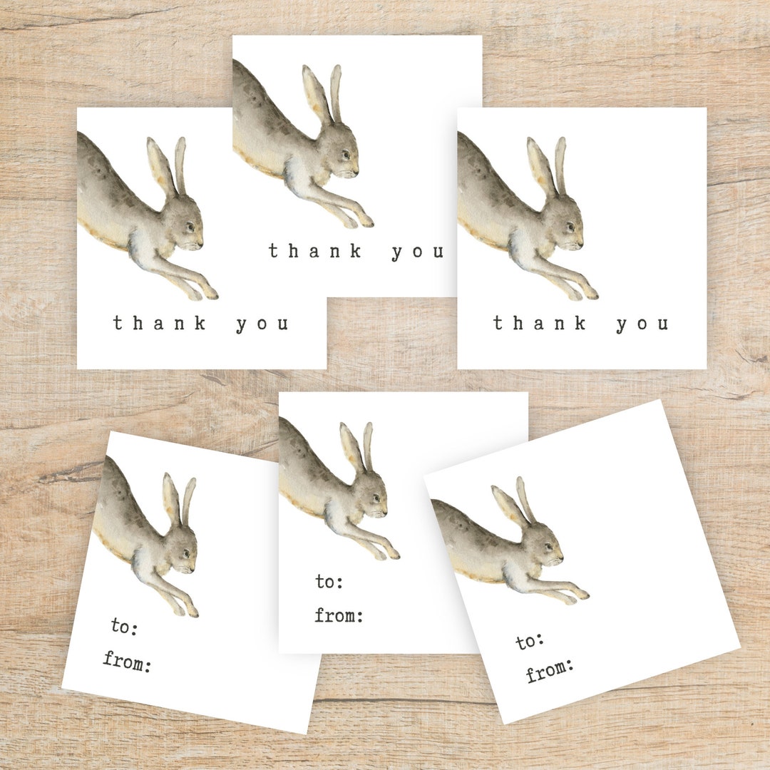 Thank You Printable Card Bundle Bunny Hare Easter Basket Name Card ...