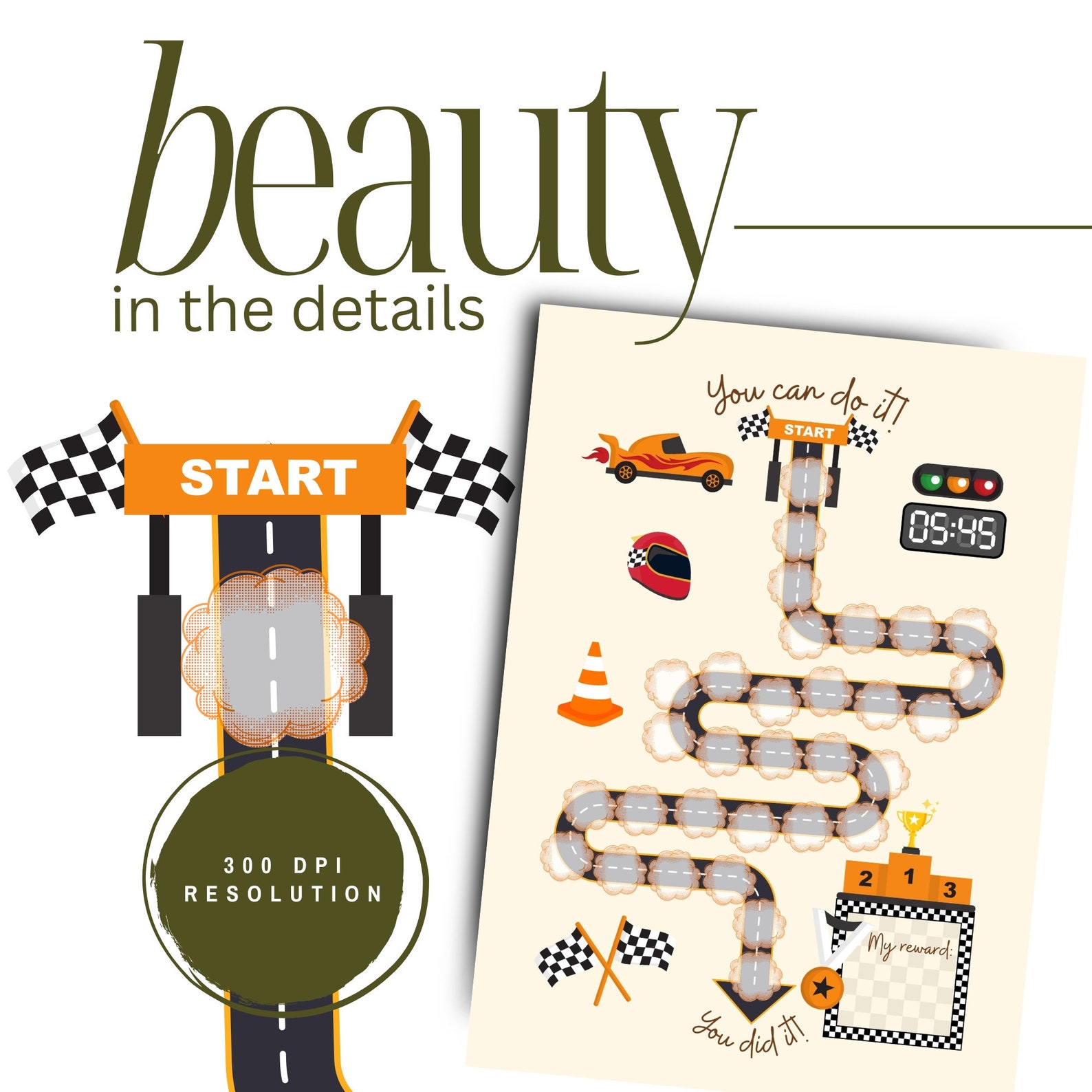 Racing Car Reward Chart for Kids, Behavior Chart Printable Chore Task ...