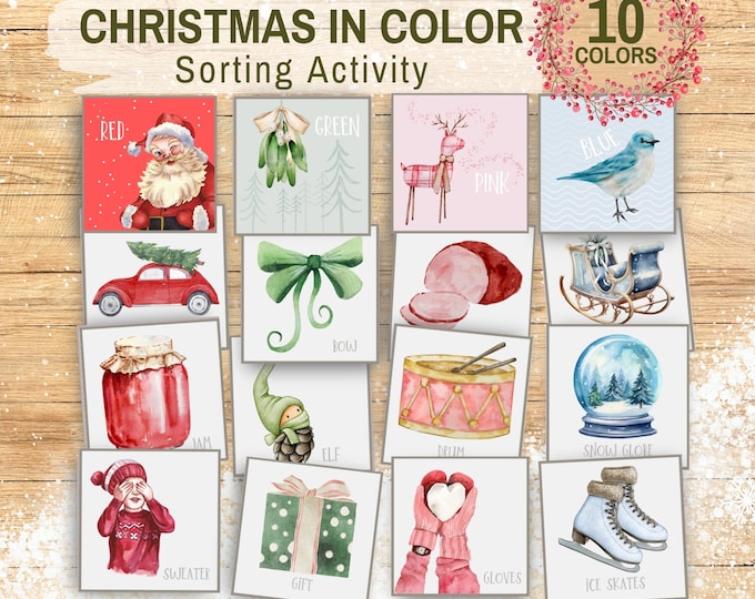 Christmas Color Poster and Flashcards , Montessori, Preschool Printable ...