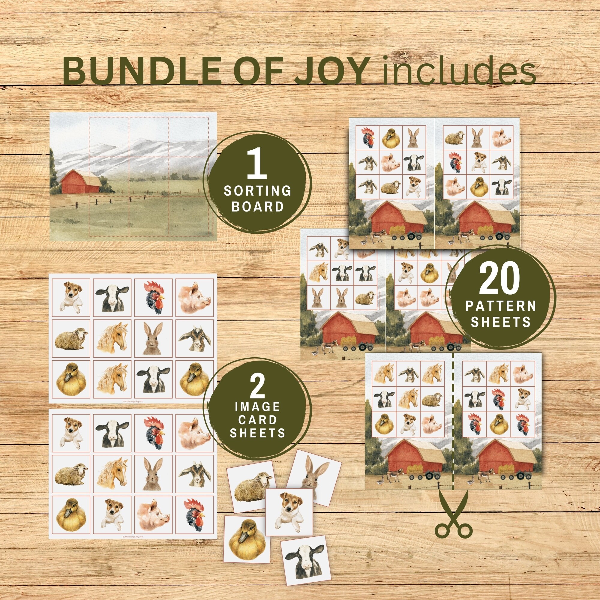 Farm Life Patterns Activity Sorting Picture Card Montessori Resource ...
