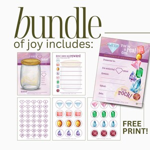 Gem Jar Printable Reward Chart for Kids Students, Motivational Positive ...