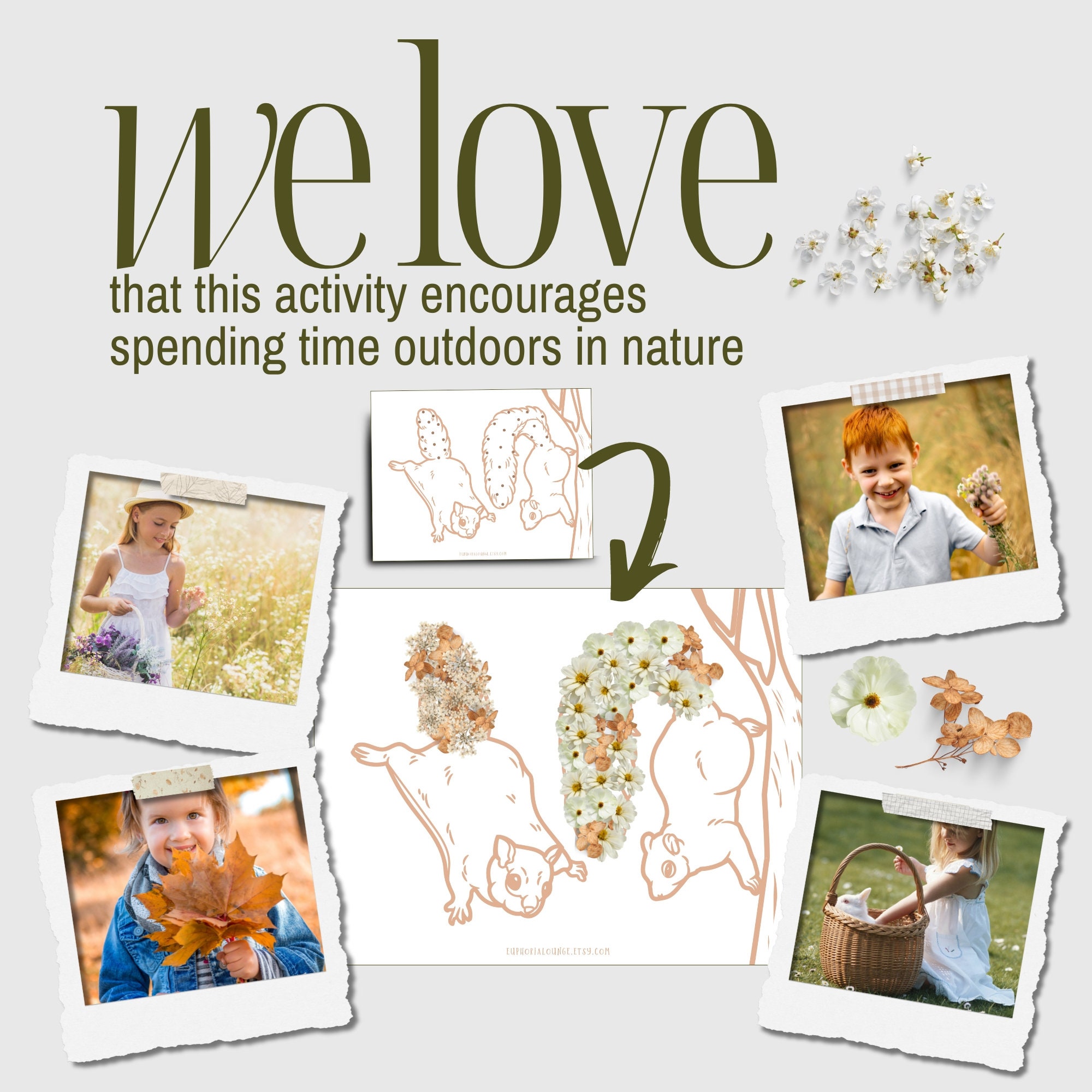 Nature Walk Squirrel Tails DIY Printable Craft Flower Activity, Outdoor ...