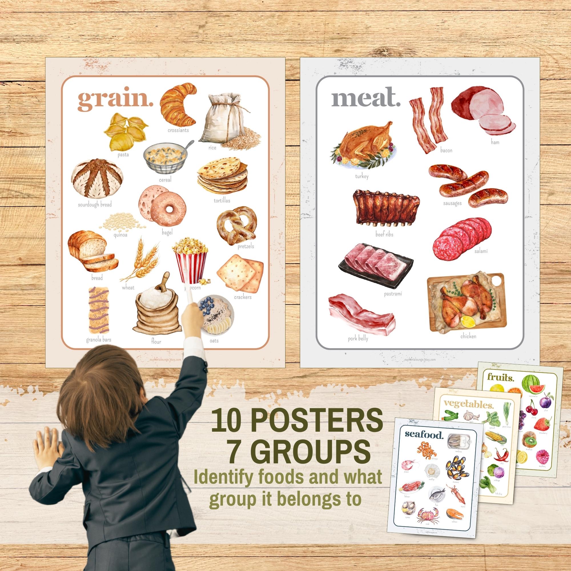 Food Groups Posters Printable Kids Educational Classroom Wall Art Decor ...