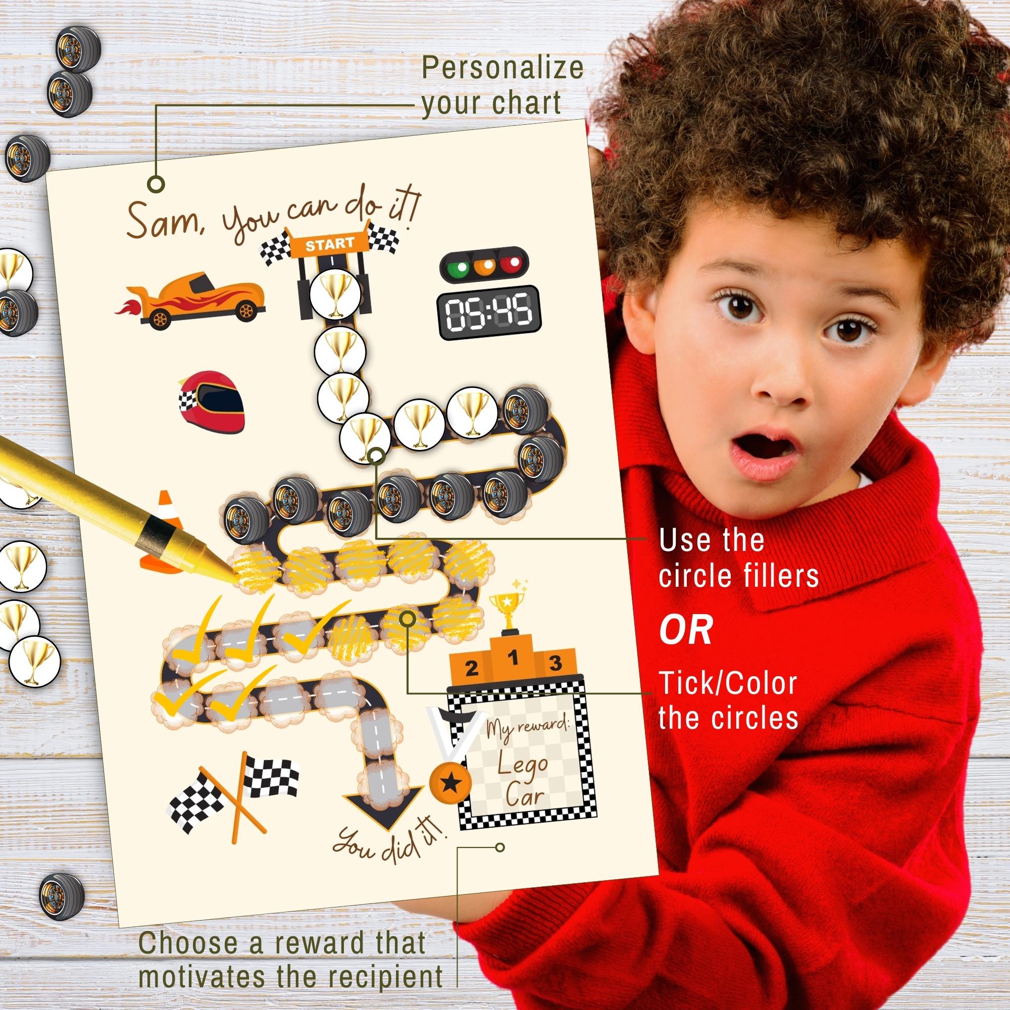 Racing Car Reward Chart for Kids, Behavior Chart Printable Chore Task ...