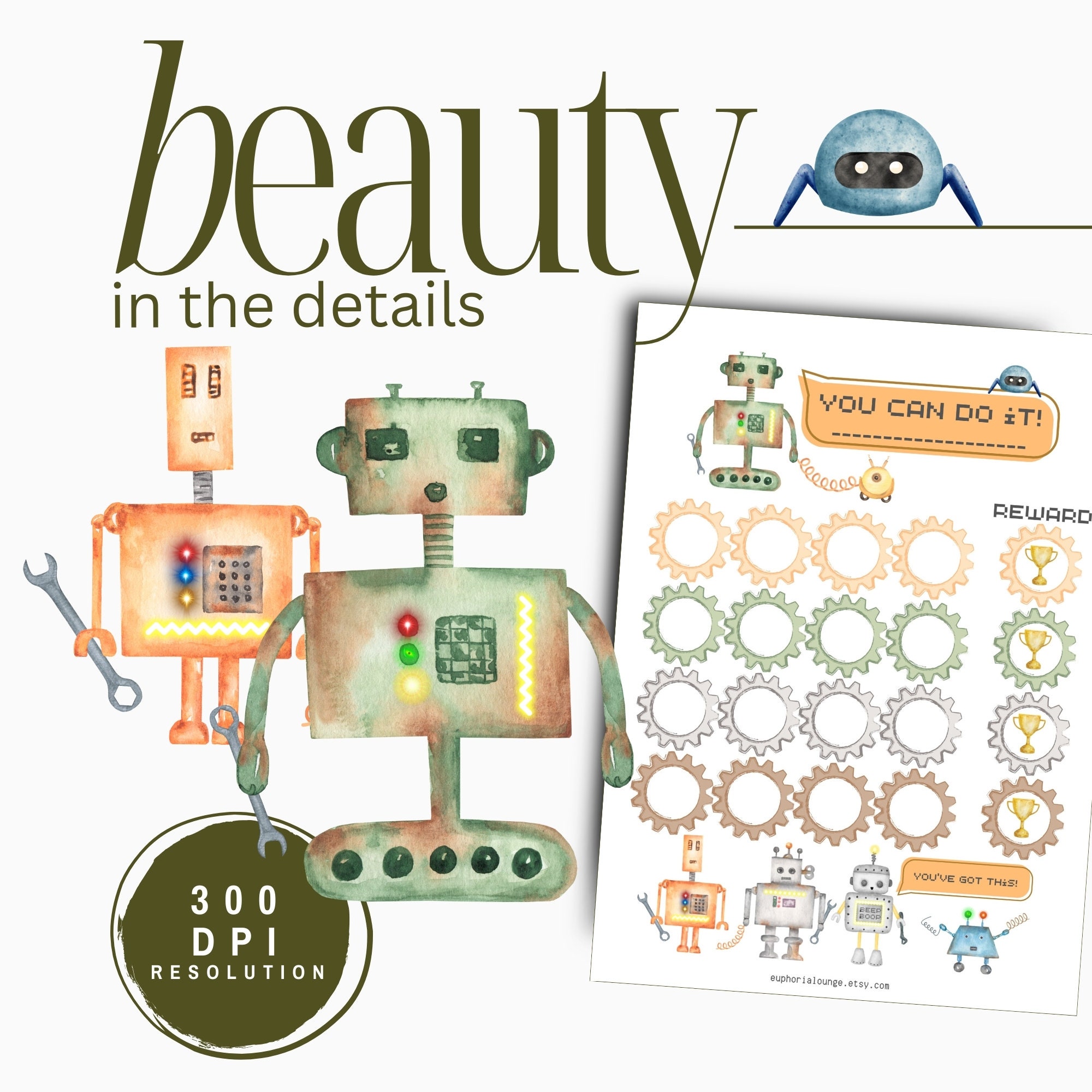 Robot Reward Chart Printable for Kids With Fillable Options, Behavior ...