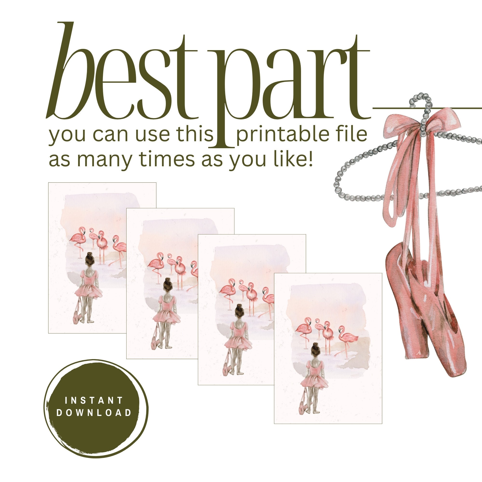 Ballet Dancer Girl Printable Postcards Ballerina Birthday Party ...