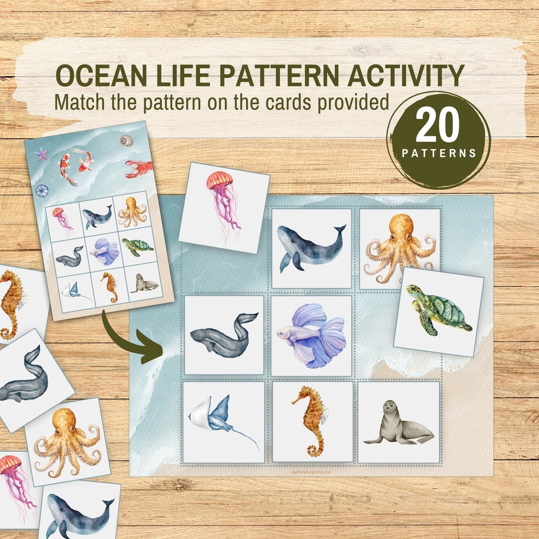 Ocean Life Pattern Activity Sorting Picture Cards, Copy the Sequence ...