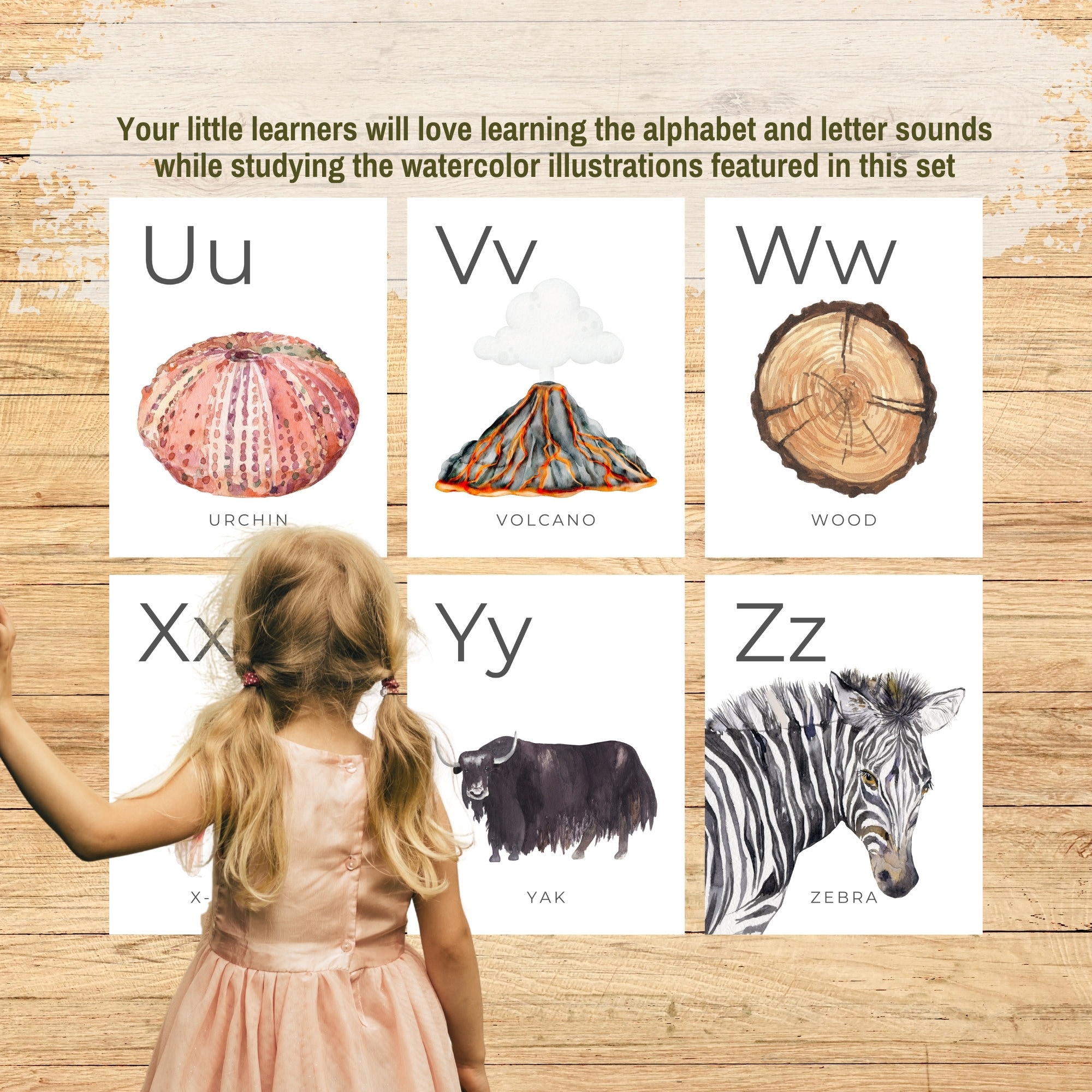 Alphabet Posters Large Format for Classroom Use, Watercolor Nature ...