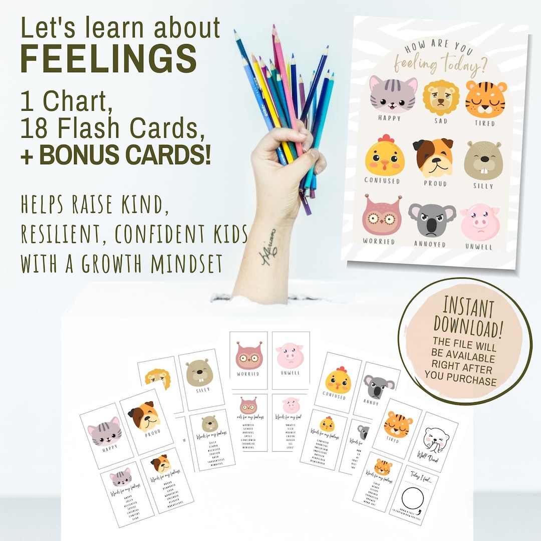Feelings Flashcards & Chart Pack Kids Emotions Poster - Etsy