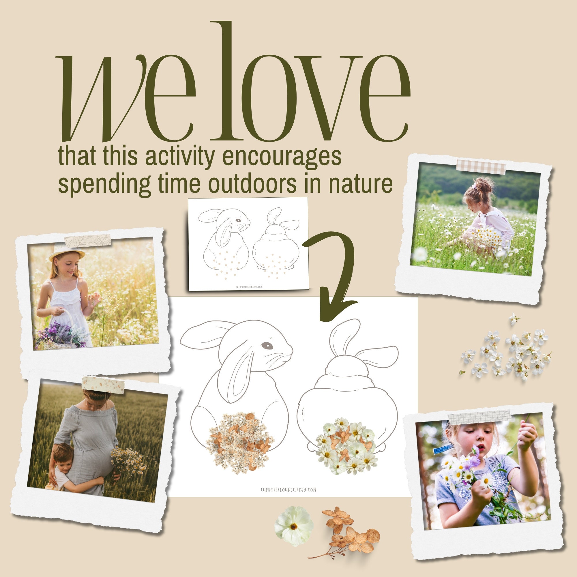 Nature Walk Bunny Tails DIY Printable Craft Activity Cute Flower ...