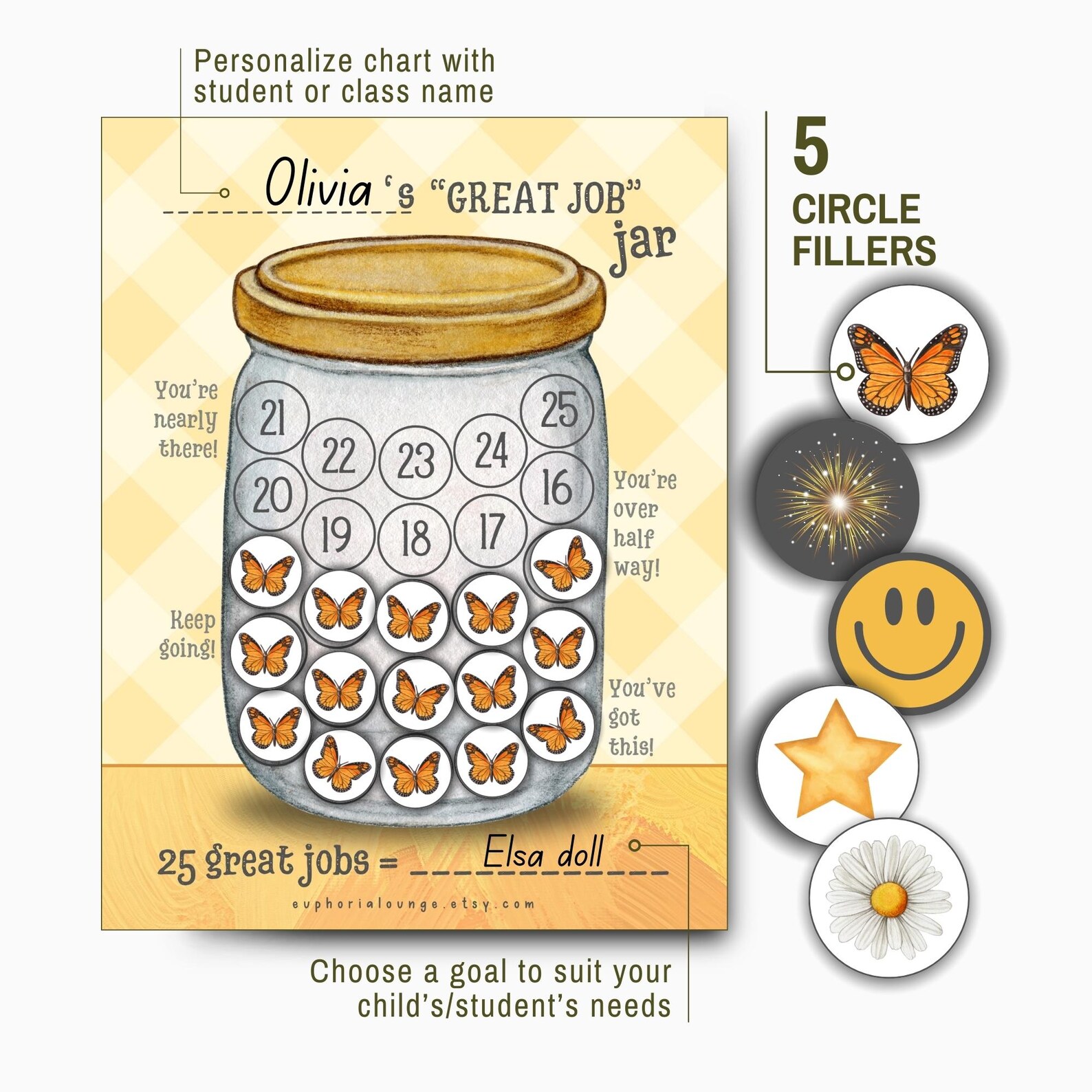 Great Job Jar Reward Chart Printable for Kids Students Class Reward ...