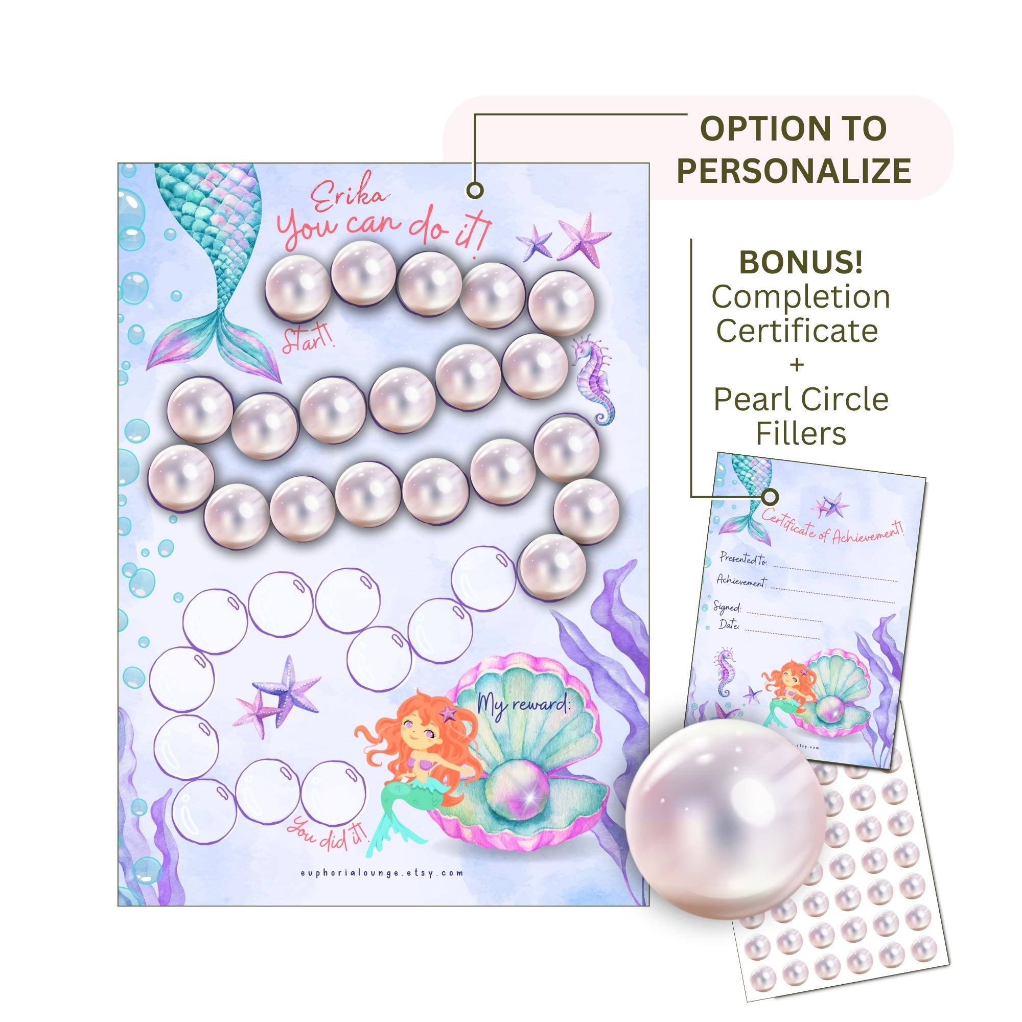 Mermaid Reward Chart for Child, Printable Goal Chore Tasks Progress Tracker, Toddler Potty ...