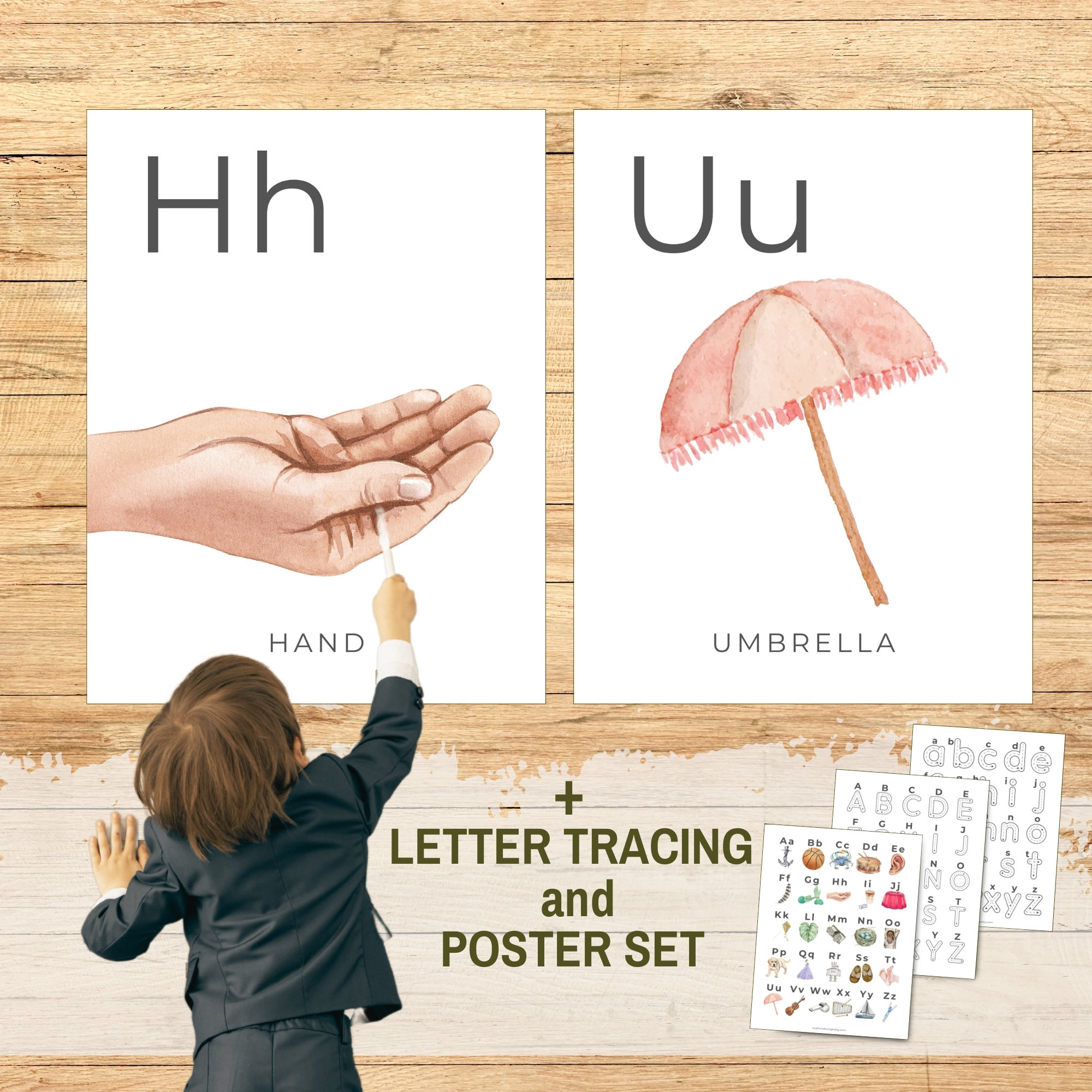 Alphabet Posters Large Format for Classroom Use, Watercolor ABC Prints ...