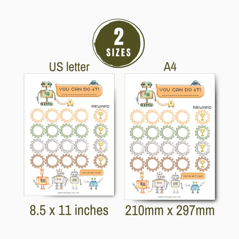 Robot Reward Chart Printable for Kids With Fillable Options, Behavior ...