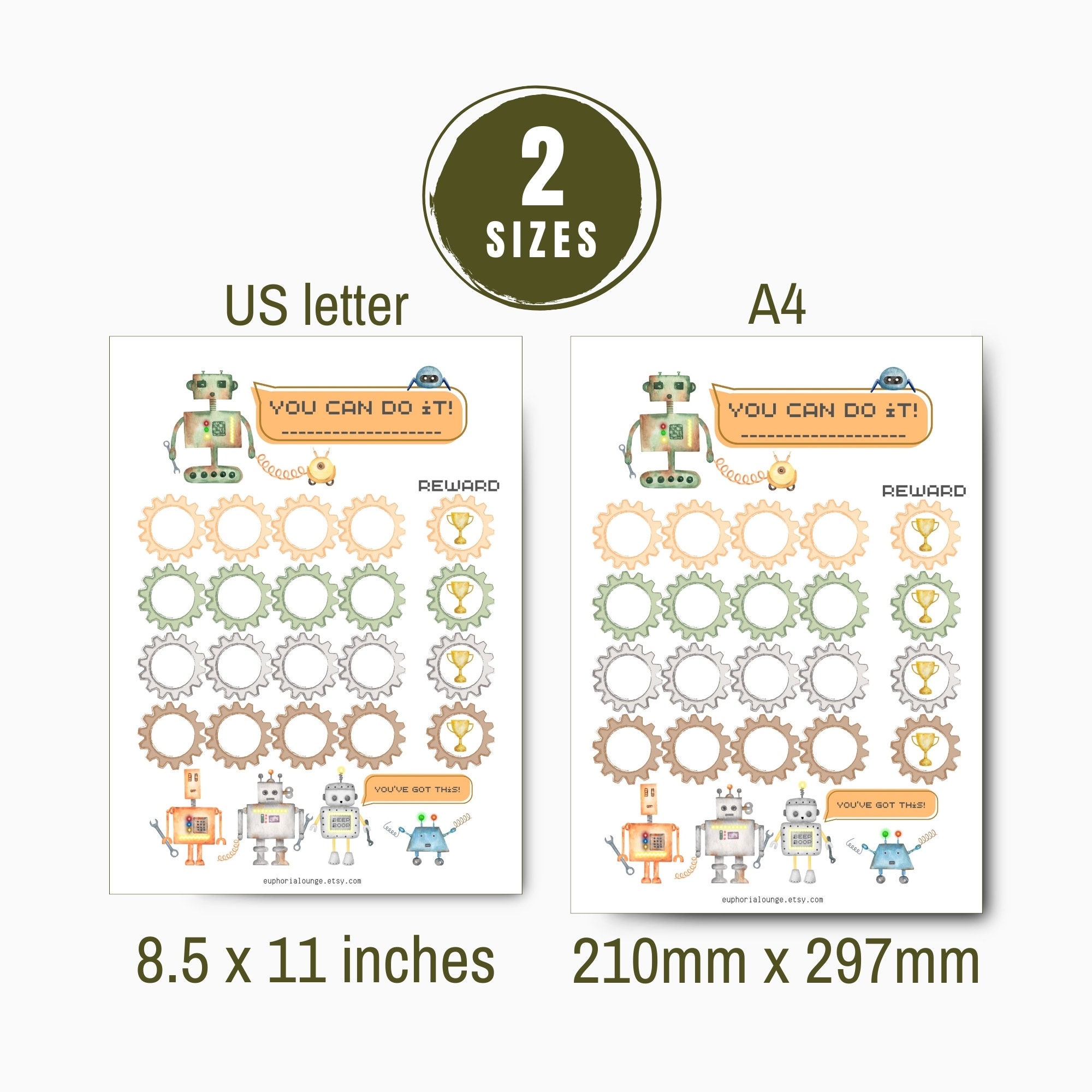 Robot Reward Chart Printable for Kids With Fillable Options, Behavior ...