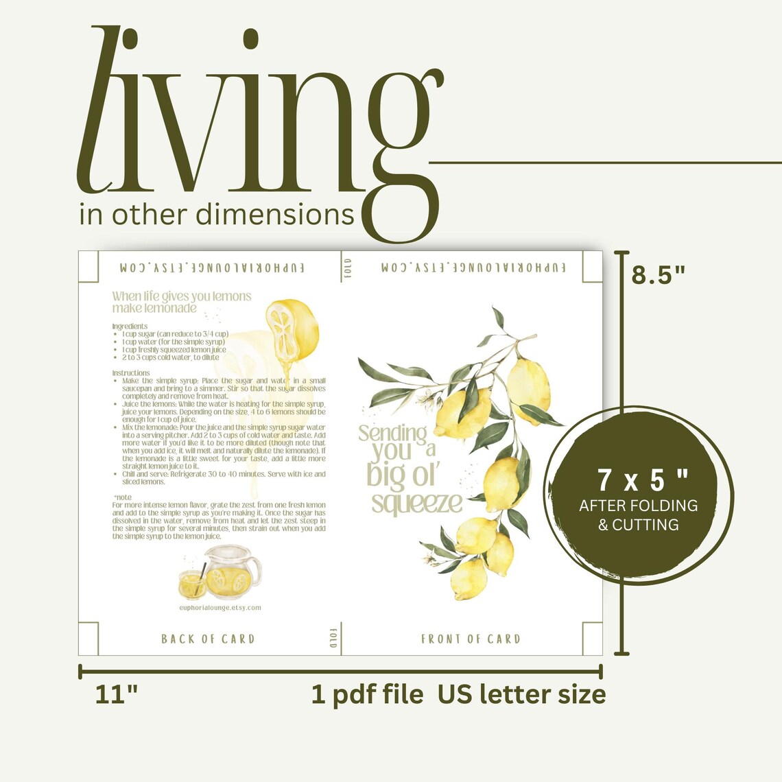 Sending You a Big Squeeze Printable Card, Lemon Pun Friendship Sending ...