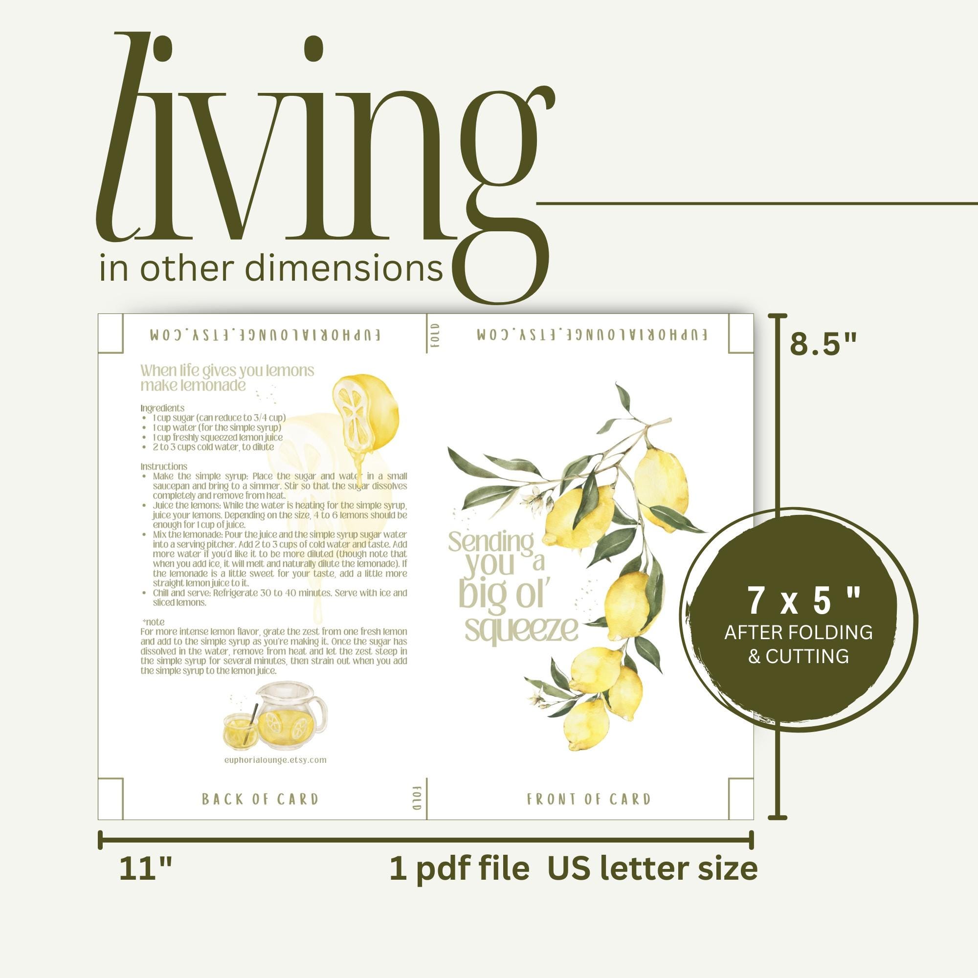 Sending You a Big Squeeze Printable Card, Lemon Pun Friendship Sending ...