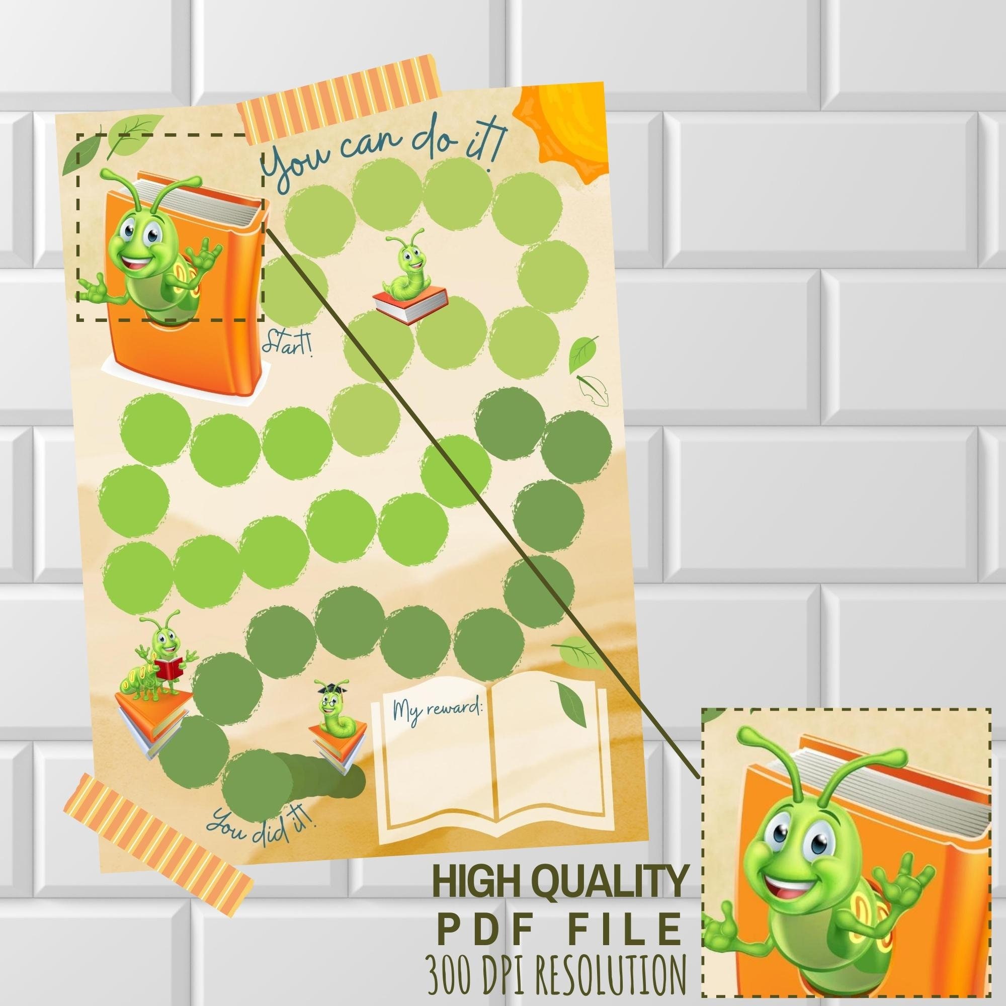 Bookworm Reward Chart for Kids Behavior Chart Printable - Etsy