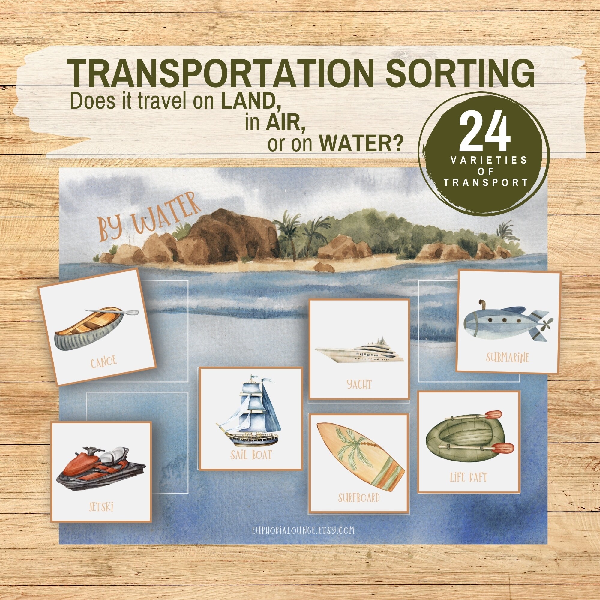 Air Land Water Activity Transportation Sorting Game Printable Preschool ...