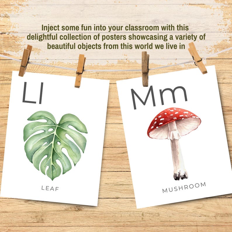 Alphabet Posters Large Format for Classroom Use Watercolor Nature ...