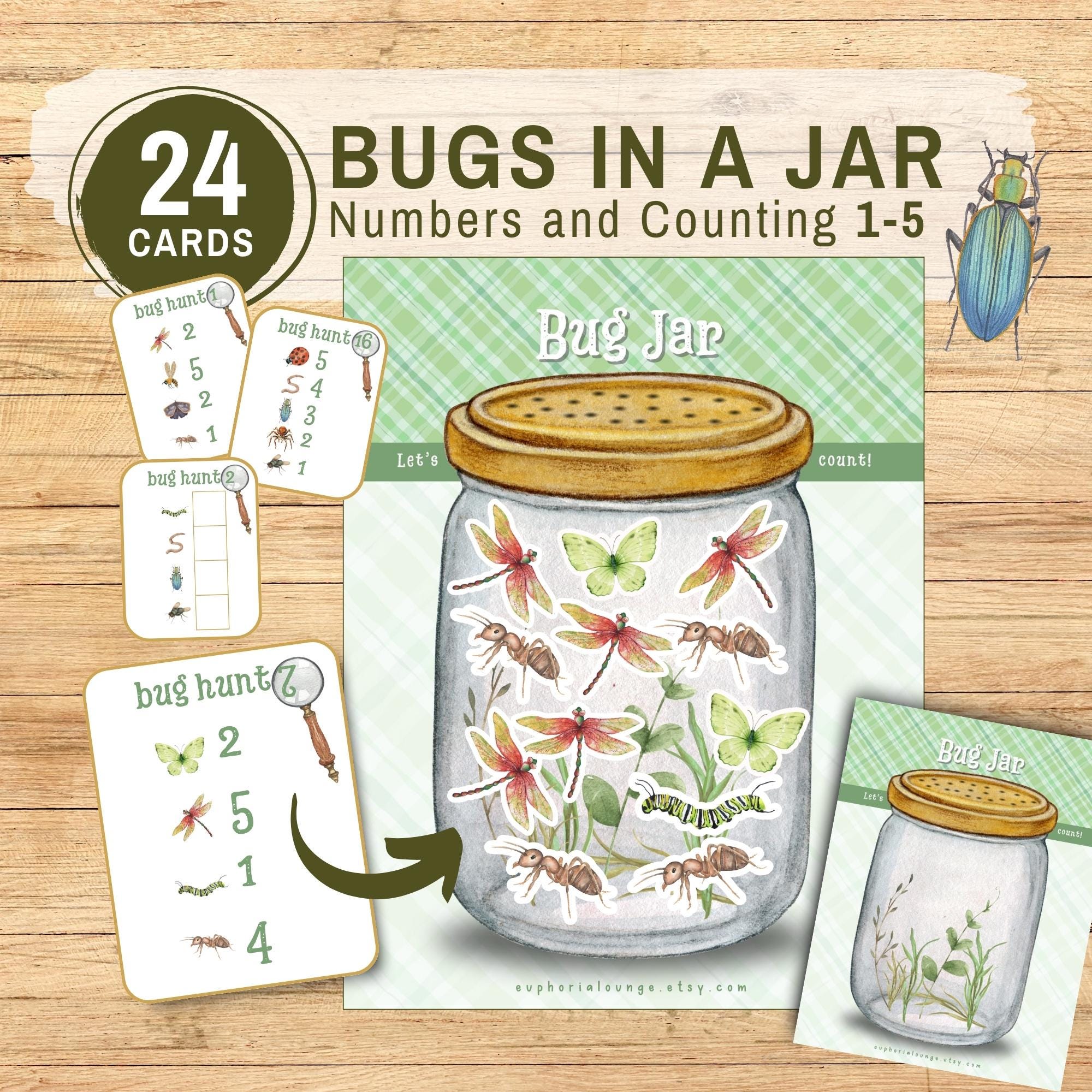 Bugs in a Jar Numbers & Counting Activity 1-5, Insect Play Set, Prek ...