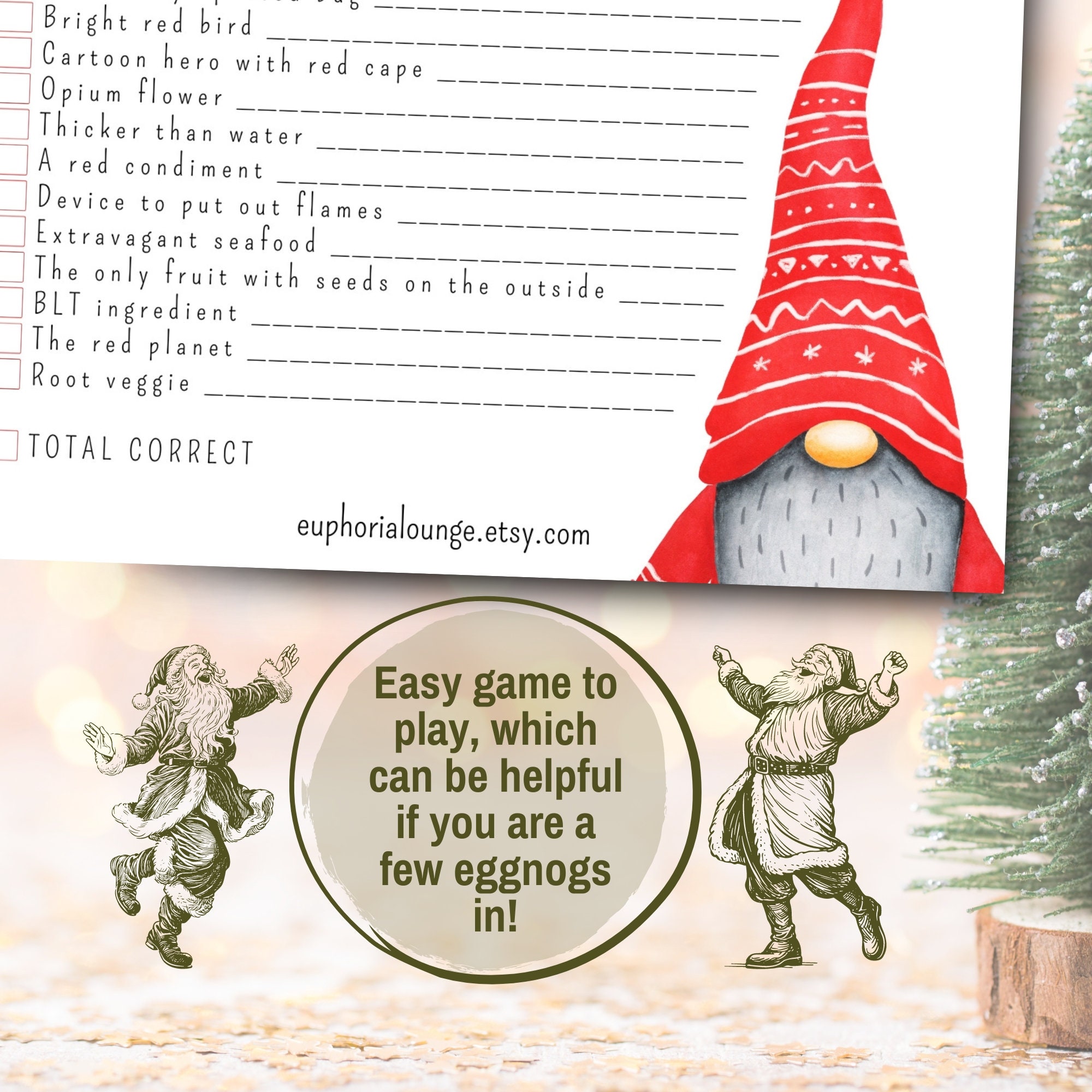 Fun Christmas Game All Things Red Printable End of Year Party Office ...