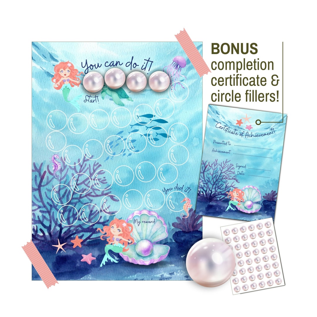 Mermaid Reward Chart for Kids, Behavior Chart Printable Chore Tasks ...