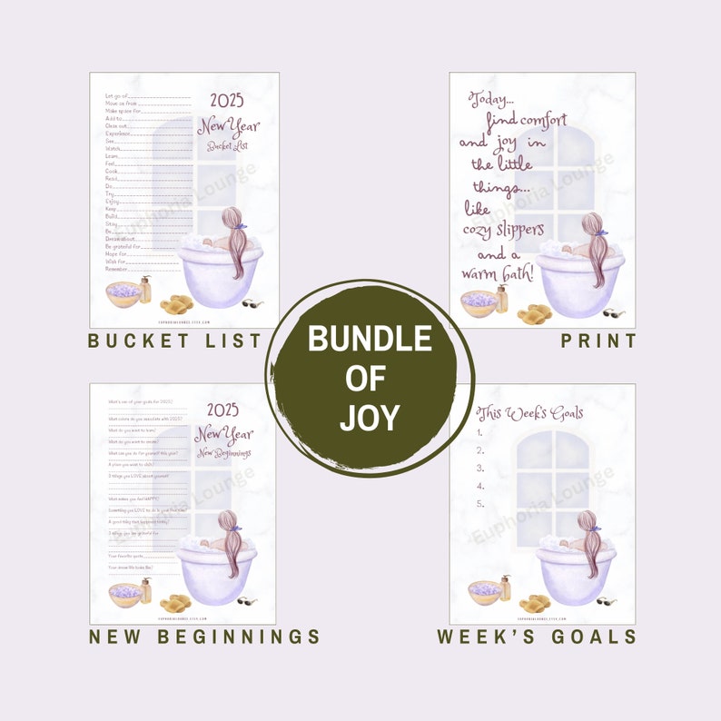 2025 Bucket List Printable Journal Prompts Weekly Goal Lists Girly New ...