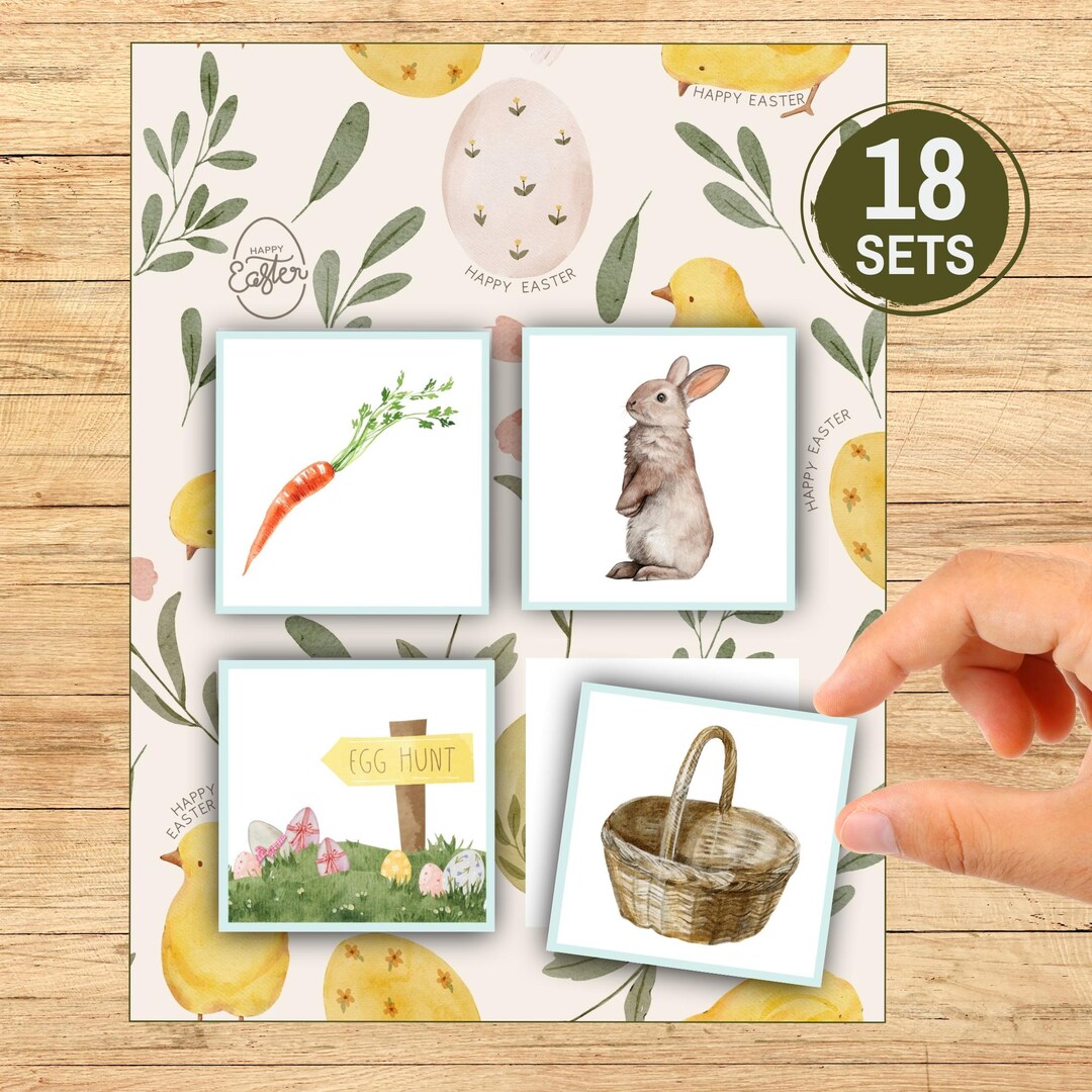 Easter Spring Preschool Matching Activity, Watercolor Picture Cards ...