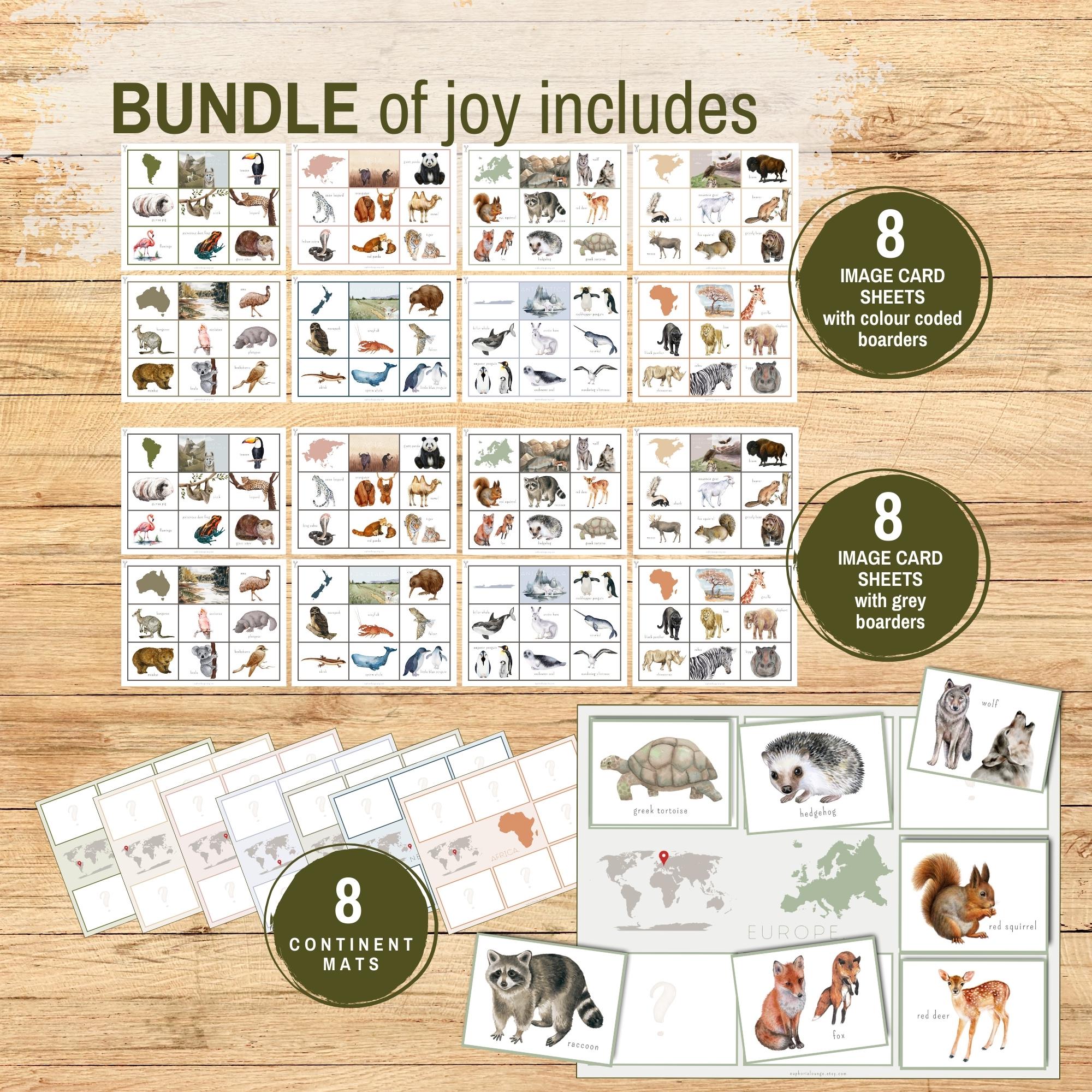 Animals of the Continents Sorting Activity, Printable Animal Vocabulary ...
