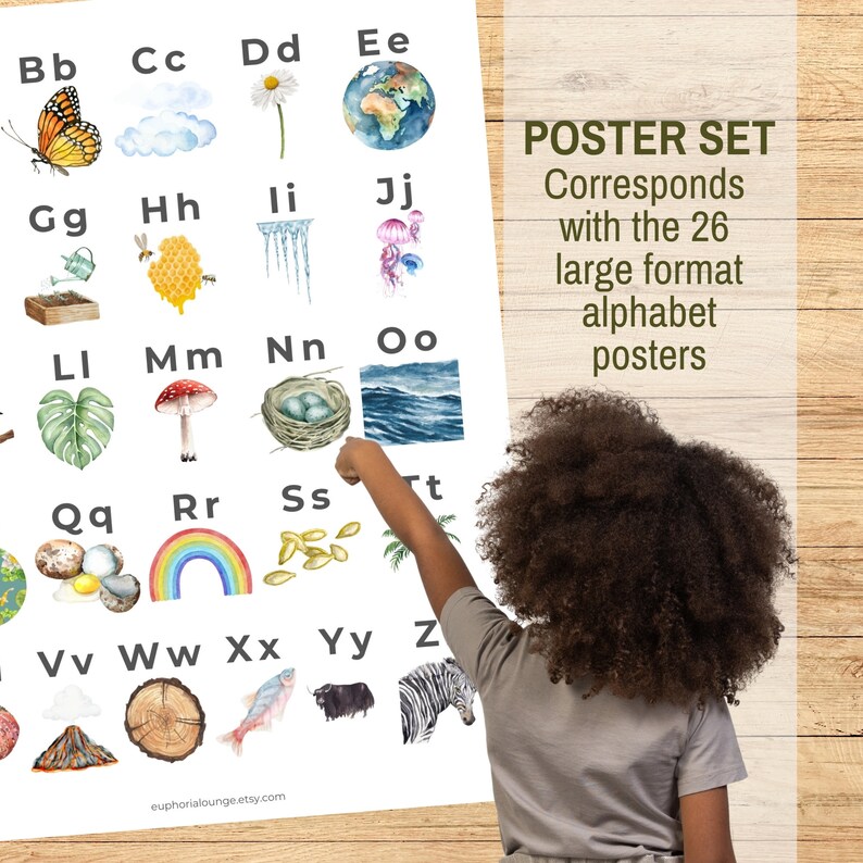 Alphabet Posters Large Format for Classroom Use Watercolor Nature ...