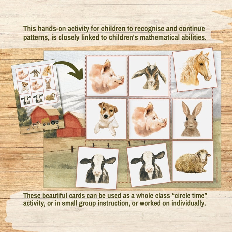 Farm Life Patterns Activity Sorting Picture Cards, Copy the Sequence ...