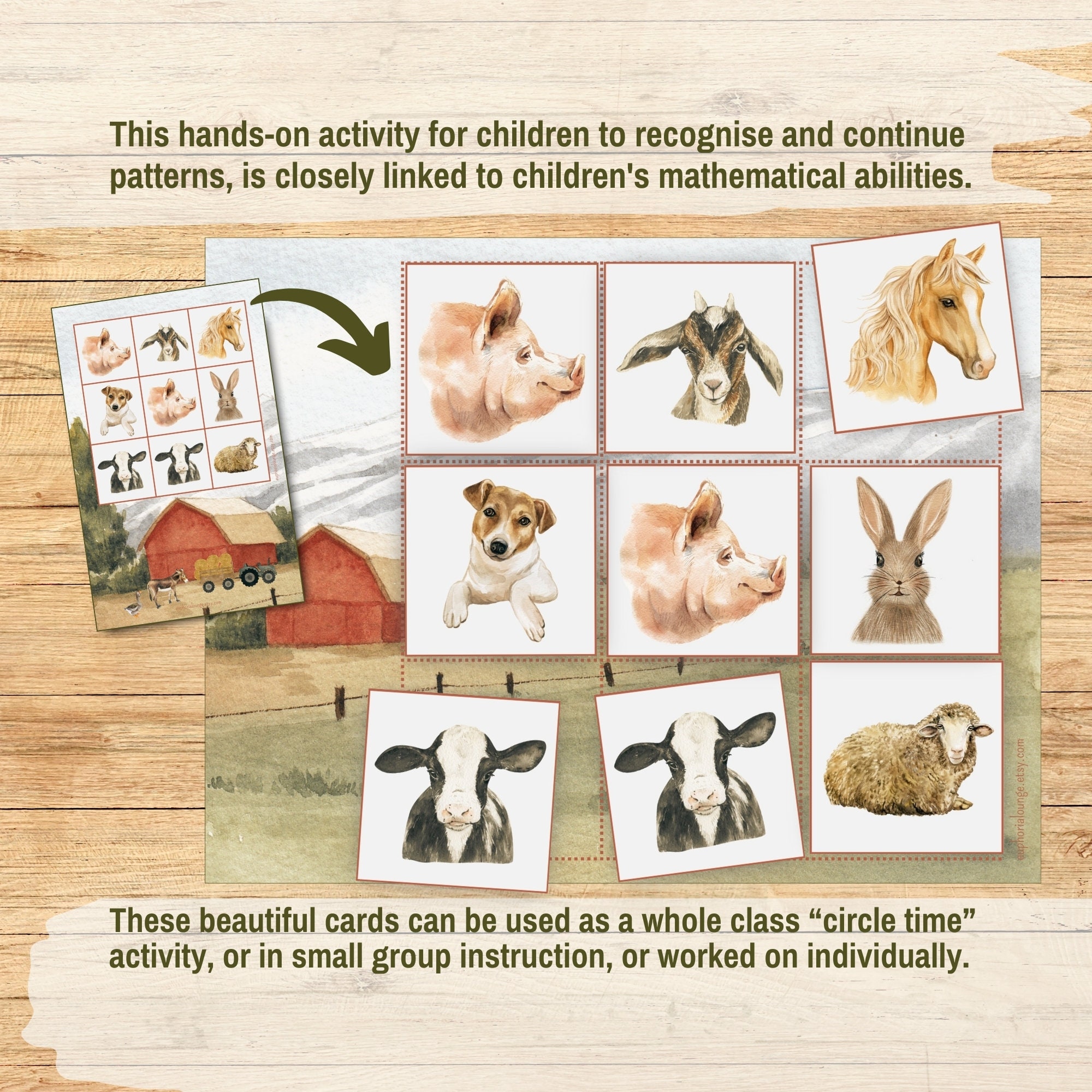 Farm Life Patterns Activity Sorting Picture Card Montessori Resource ...