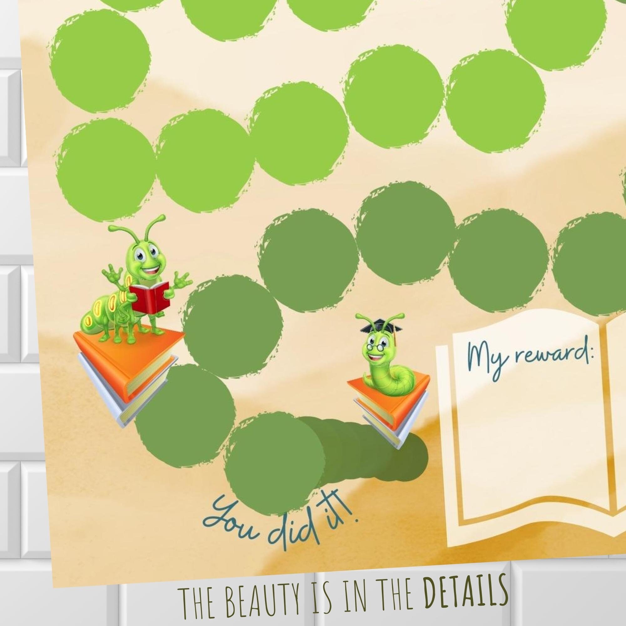 Bookworm Reward Chart for Kids Behavior Chart Printable - Etsy