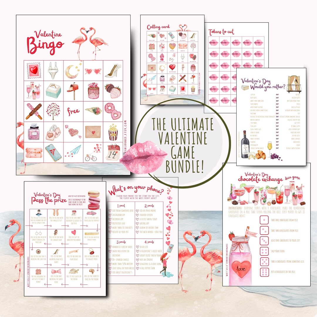 Valentines Bingo & Games Bundle Printable, Galentines Pack to Download ...
