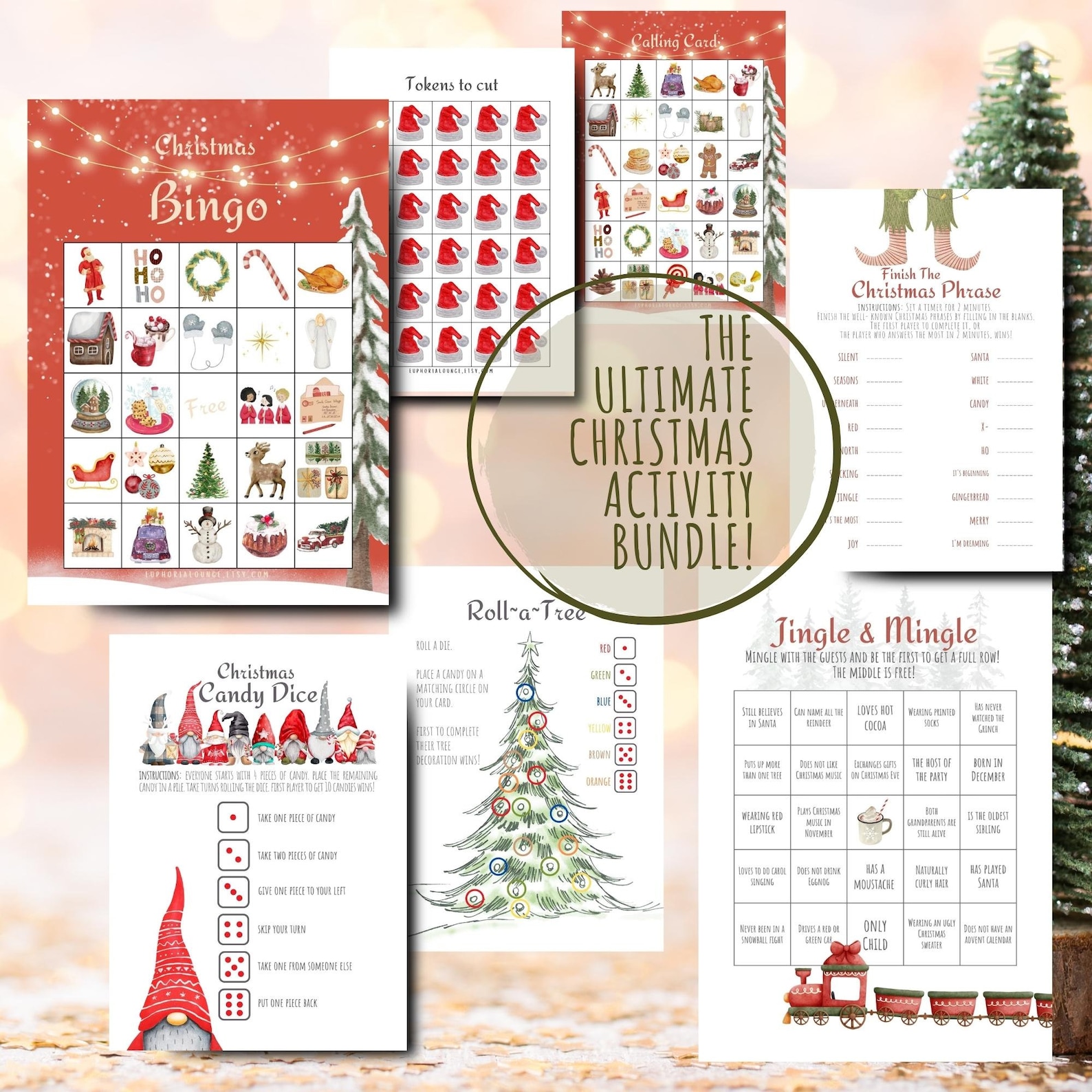 Christmas Bingo & Printable Christmas Game Kit, Christmas Bundle to ...