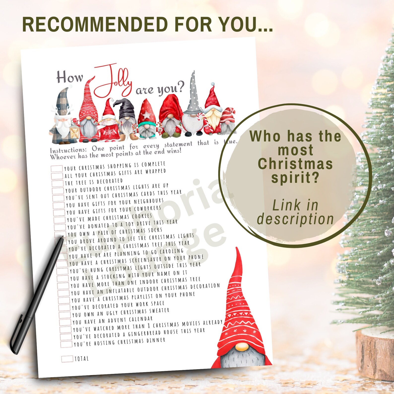 Fun Christmas Game All Things Red Printable End of Year Party Office ...