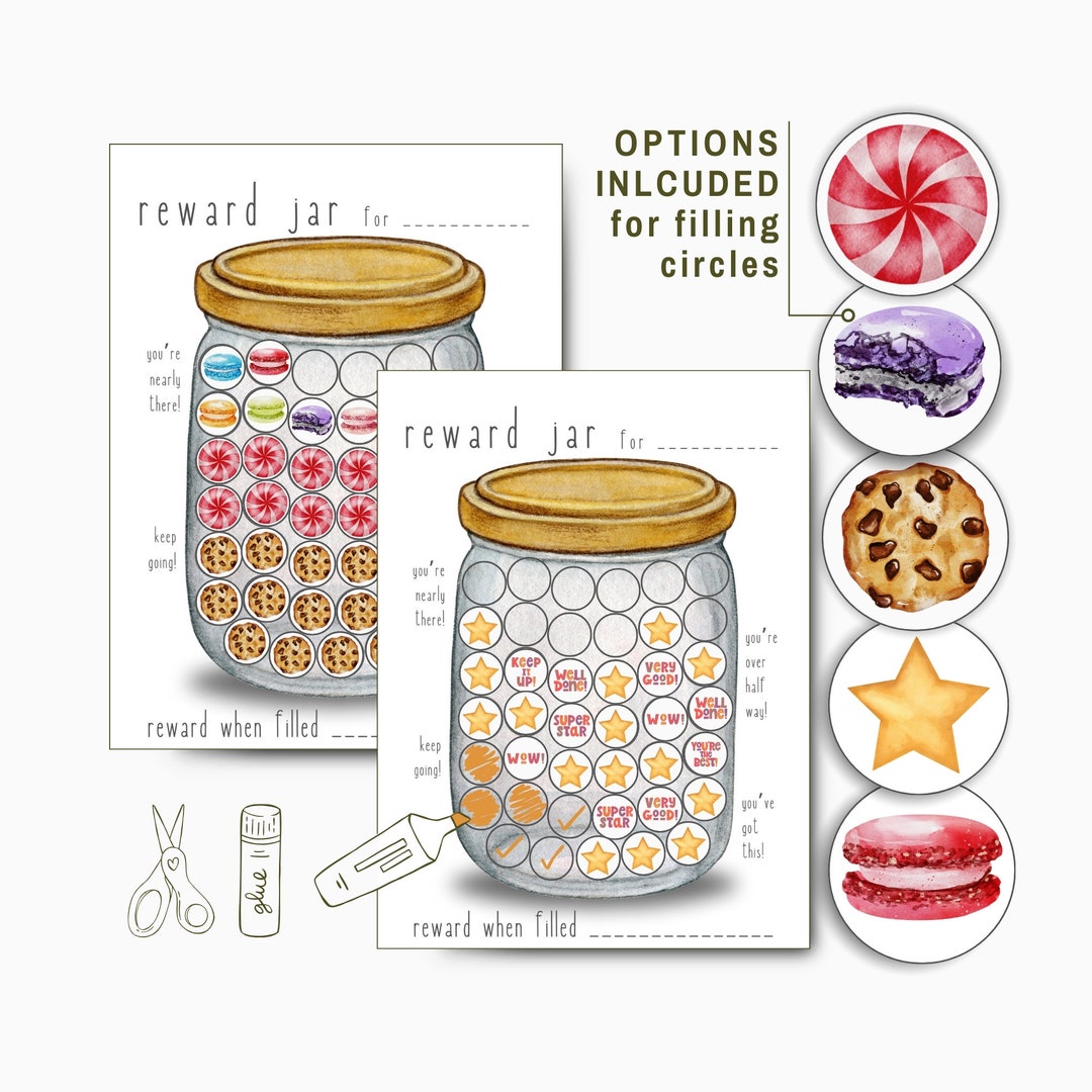 Reward Jar Printable Chart for Kids or Adults With Fillable Options ...