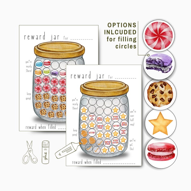Reward Jar Printable Chart for Kids or Adults With Fillable Options ...