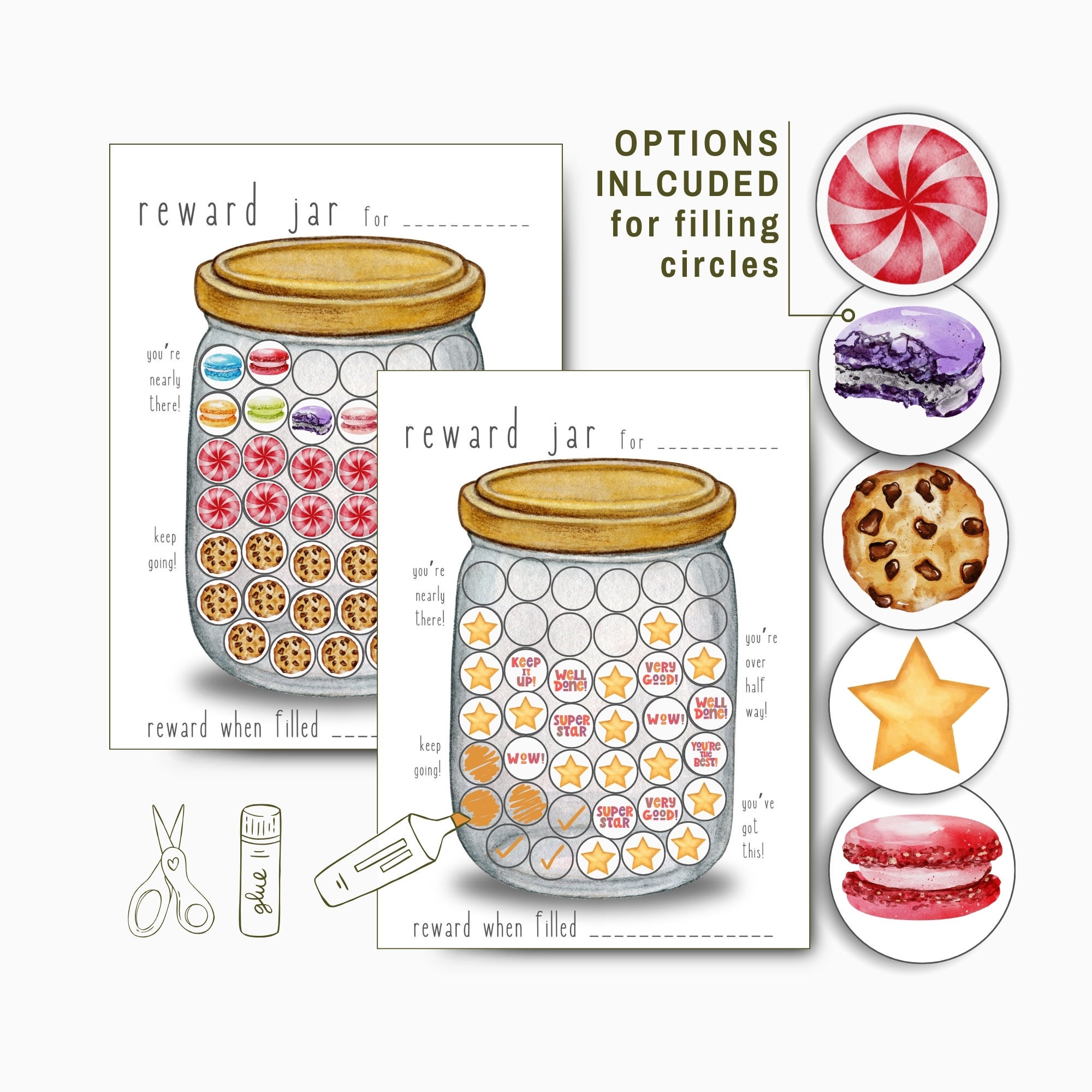 Reward Jar Printable Chart for Kids or Adults With Fillable Options ...