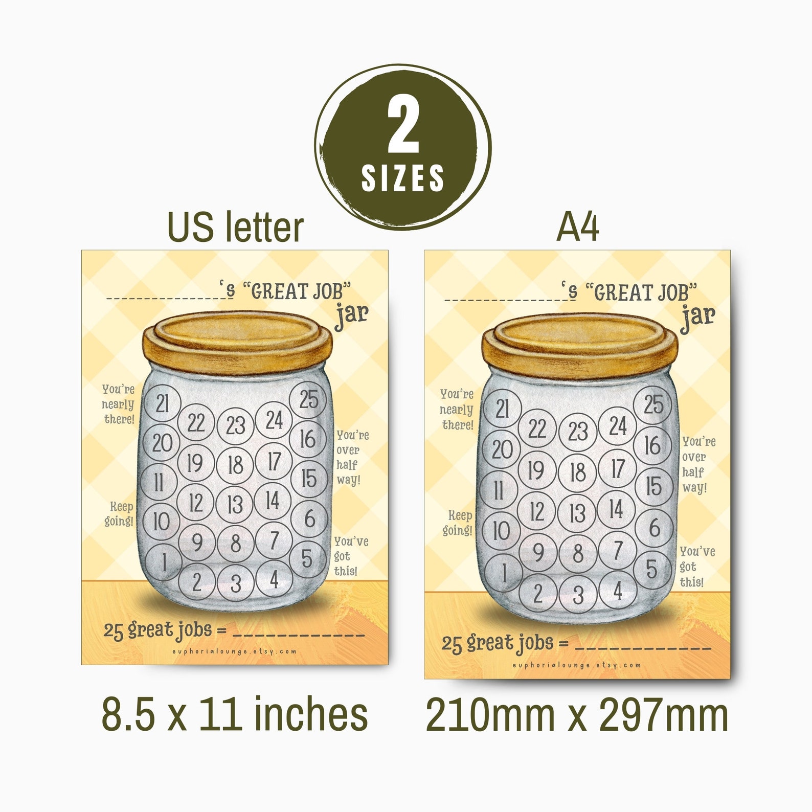 Great Job Jar Reward Chart Printable for Kids Students Class Reward ...