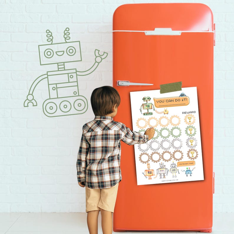 Buy Robot Reward Chart for Kids, Printable Token Board, Behavior ...