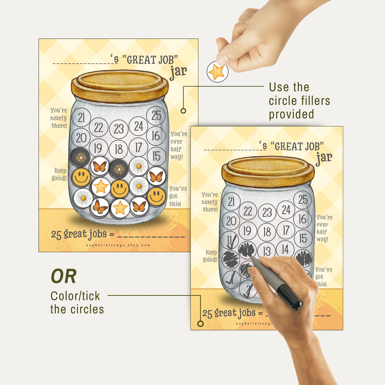 Great Job Jar Reward Chart Printable for Kids, Class Reward System ...