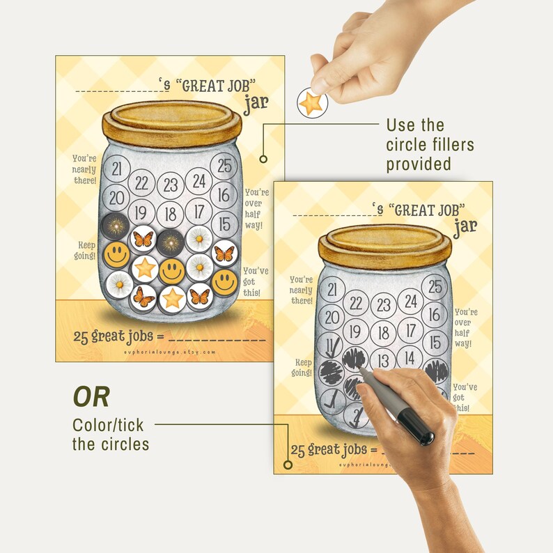 Great Job Jar Reward Chart Printable for Kids, Class Reward System ...