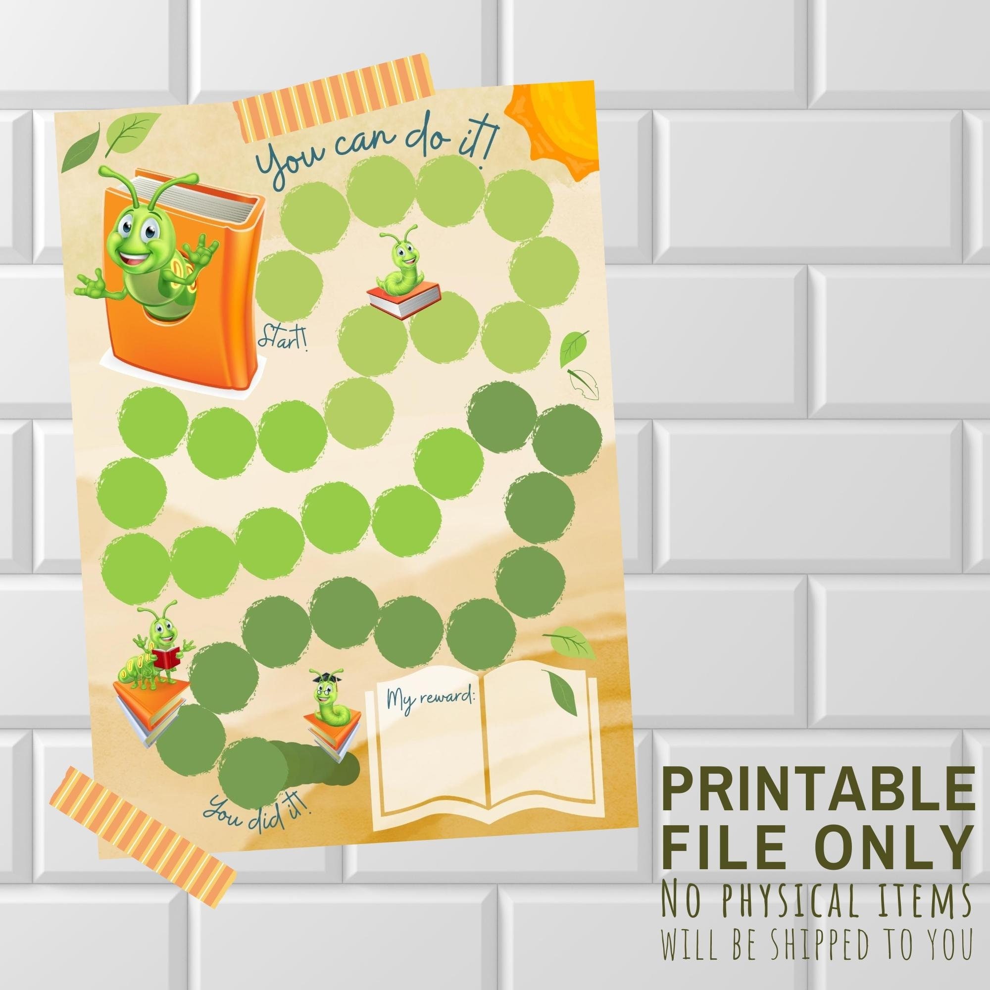 Bookworm Reward Chart for Kids Behavior Chart Printable - Etsy