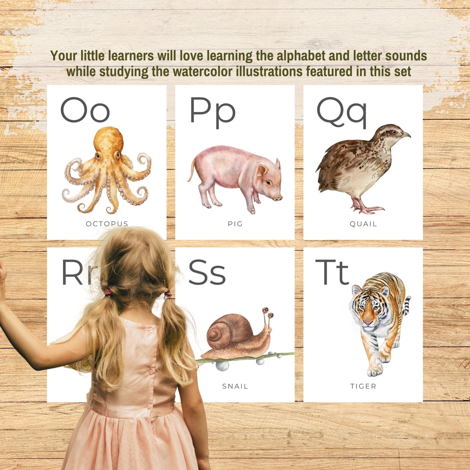 Alphabet Posters Large Format for Classroom Use, Watercolor Animal ...