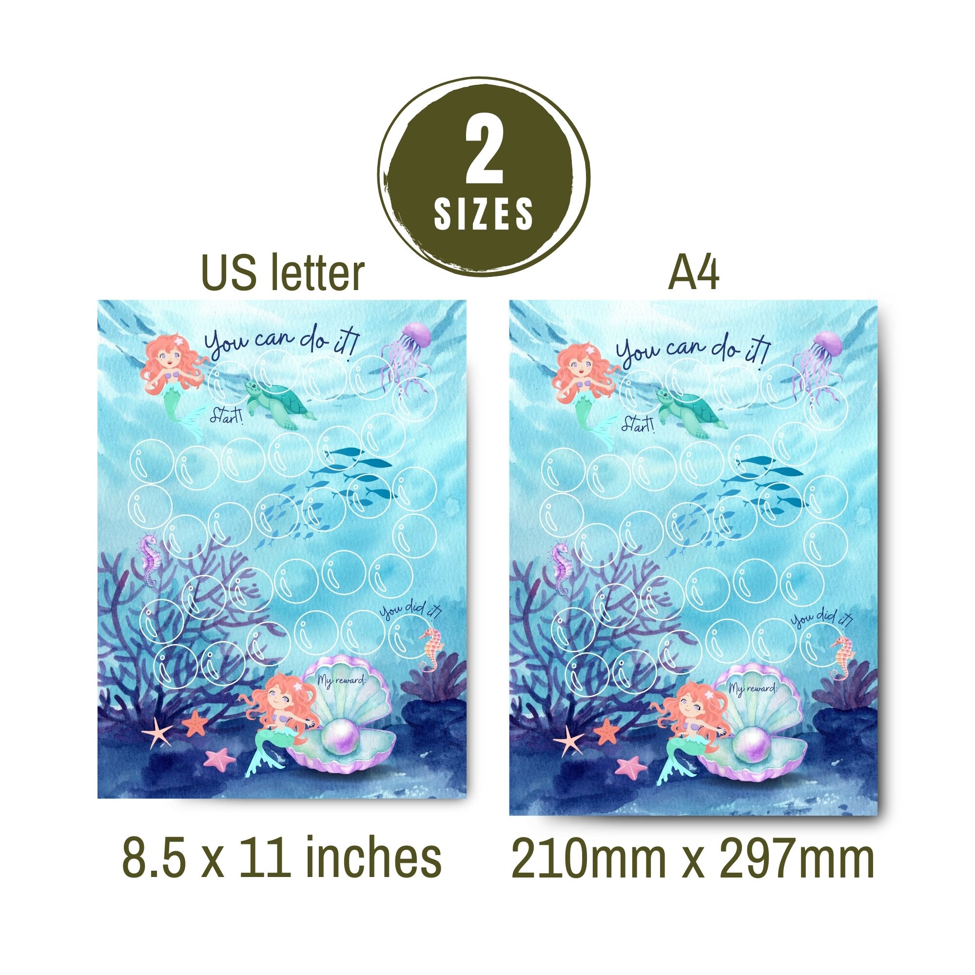Mermaid Reward Chart for Kids, Behavior Chart Printable Chore Tasks ...
