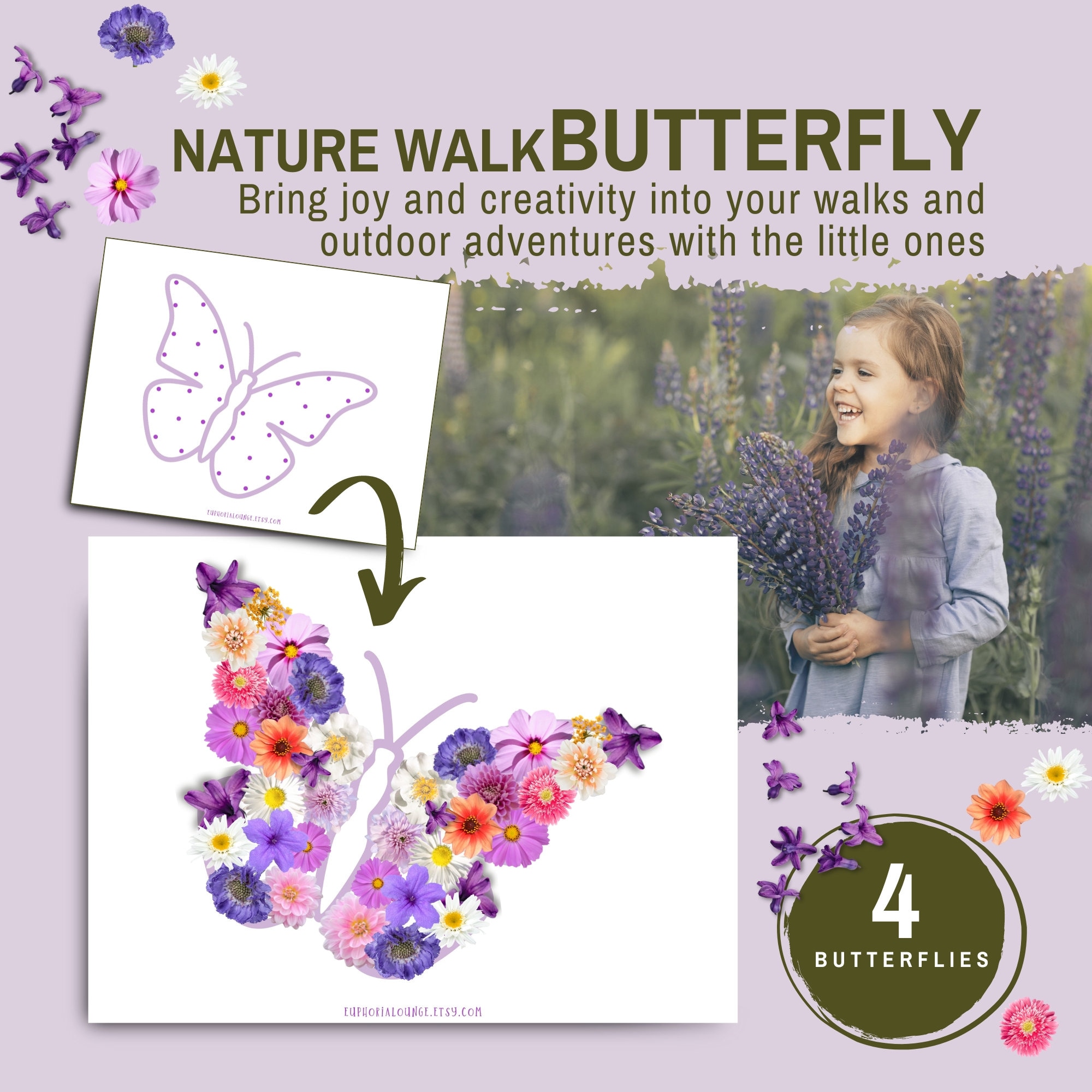 Nature Walk Butterfly DIY Printable Craft Flower Activity, Outdoor ...