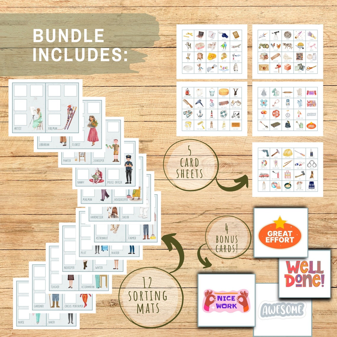 Occupations Sorting Printable Mats & Cards Learn Professions - Etsy