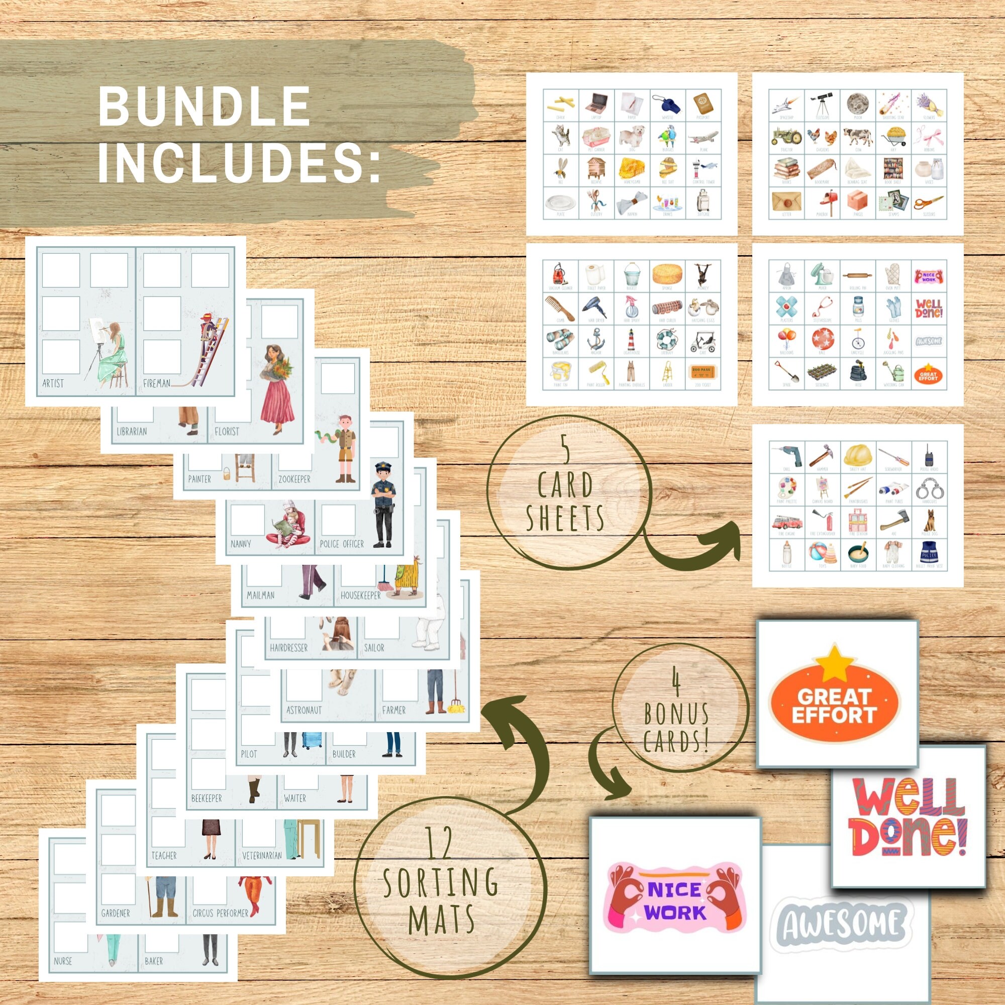 Occupations Sorting Printable Mats & Cards Learn Professions - Etsy